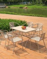China Carbon Steel 4 Seater Cafe Table Set Outdoor 600*730mm / 700*730mm for sale