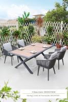 China Aluminum Frame Garden Waving Rope Table And Chair Set For Outdoor Dining Furniture for sale