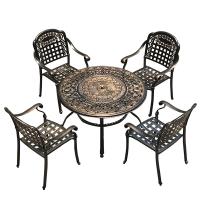 China Courtyard Cast Aluminum Patio Barbecues Table And Chairs Sets for sale