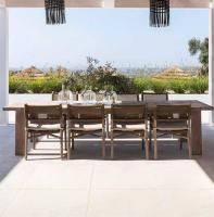 China Nordic Modern Round And Rectangle Teak Outdoor Dining Table And Chairs For 10 Person for sale