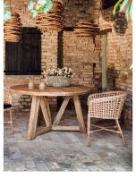 China Balcony Garden Teak Wood Table And Alumiunm / Rattan Chairs Set for sale