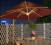 China Sun Outdoor Aluminum Beach Umbrella LED Light Parasol 2.7M for sale