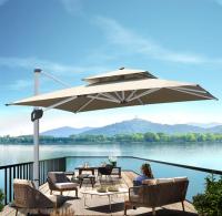 China OEM Aluminum Frame Parasol Cantilever Patio Umbrella With White LED Lights for sale