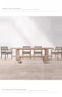China Nordic Modern Round And Rectangle Teak Outdoor Dining Table And Chairs For 10 Person for sale