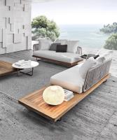 China Modern New Design PL Ribbon Woven Aluminum Frame Hotel Villa Sofa And Table Set for sale