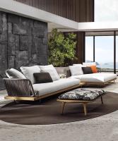China Modern New Design PL Ribbon Woven Aluminum Frame Hotel Villa Sofa And Table Set for sale
