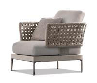 China Aluminum Frame Braided Roap Rattan Outdoor Sofa And Table Set Leisure Patio Furniture for sale