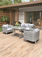 China Restaurant Outdoor Light Luxury PE Rattan Sofa Set Patio Waterproof Metal Furniture for sale