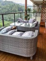 China Restaurant Outdoor Light Luxury PE Rattan Sofa Set Patio Waterproof Metal Furniture for sale