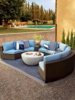 China Popular Modern Garden Hotel Courtyard PE Rattan Curved  Diameter 3M Sofa Set for sale