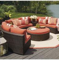 China Popular Modern Garden Hotel Courtyard PE Rattan Curved  Diameter 3M Sofa Set for sale