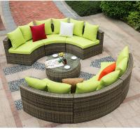 China Popular Modern Garden Hotel Courtyard PE Rattan Curved  Diameter 3M Sofa Set for sale