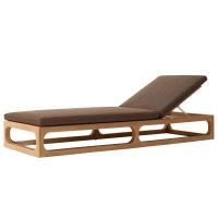 China Customized Luxury Pool Teak Wood Lounge Chair With 5 Gears Backrest Adjustment Lesiure Bed for sale
