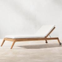 China Sun Resistant Swimming Pool Beach Hotel  Teak Lounge Chair With Wheel Adjustable Backrest for sale
