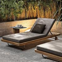 China Customized Luxury Pool Teak Wood Lounge Chair With Wheels Lesiure Bed for sale