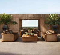 China High Quality Villa Hand Woven Rope Teak Wood Sofa And Table Set for sale