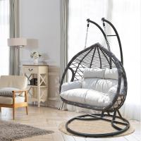 China Patio Outdoor Garden PE Rattan Hanging Basket Ratten Swing Chair of 2 seats for sale