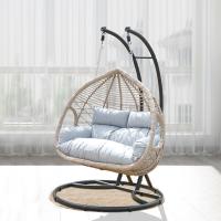 China Patio Outdoor Garden PE Rattan Hanging Basket Ratten Swing Chair of 2 seats for sale