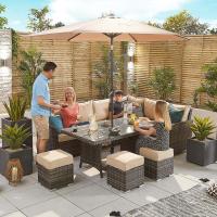 China Restaurant Outdoor Light Luxury PE Rattan Sofa Set Patio Waterproof Metal Furniture for sale