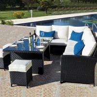 China Restaurant Outdoor Light Luxury PE Rattan Sofa Set Patio Waterproof Metal Furniture for sale