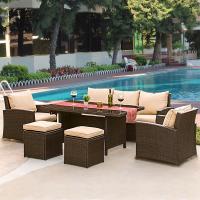 China Restaurant Outdoor Light Luxury PE Rattan Sofa Set Patio Waterproof Metal Furniture for sale