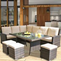 China Restaurant Outdoor Light Luxury PE Rattan Sofa Set Patio Waterproof Metal Furniture for sale