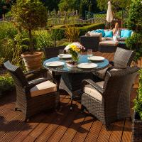 China Minimalist New Nordic Courtyard Handmade PE Rattan Table and Chairs Sets for sale
