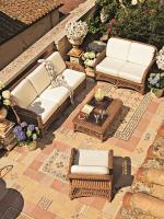 China Nordic Patio Courtyard PE Rattan Aluminum Sofa And Table Set With Waterproof Polyester Fabric for sale