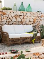 China Nordic Patio Courtyard PE Rattan Aluminum Sofa And Table Set With Waterproof Polyester Fabric for sale