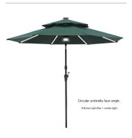 China Resort Sunshade Umbrella White LED Light Centre Pole Circular Rotatable Parasol for sale