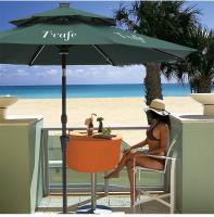 China Resort Sunshade Umbrella White LED Light Centre Pole Circular Rotatable Parasol for sale