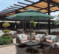 China Resort Sunshade Umbrella White LED Light Centre Pole Circular Rotatable Parasol for sale