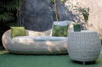 China Restaurant Outdoor Light Luxury Ellipse PE Rattan Sofa Set Patio Waterproof Metal Furniture for sale