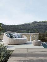 China Restaurant Outdoor Light Luxury Ellipse PE Rattan Sofa Set Patio Waterproof Metal Furniture for sale
