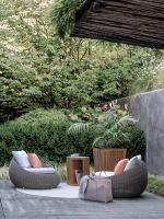 China Restaurant Outdoor Light Luxury Ellipse PE Rattan Sofa Set Patio Waterproof Metal Furniture for sale