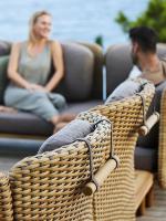 China Hand Knitted Outdoor Teak Furniture Villa Hotel Garden PE Rattan Sofa And Table Set for sale