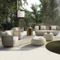 China Restaurant Outdoor Light Luxury PE Rattan Sofa Set Patio Waterproof Metal Furniture for sale