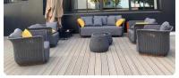 China Restaurant Outdoor Light Luxury PE Rattan Sofa Set Patio Waterproof Metal Furniture for sale