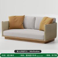 China Exquisite Design Courtyard Garden Hotel Teak Wood Aluminum Sofa Set Outdoor Furniture for sale