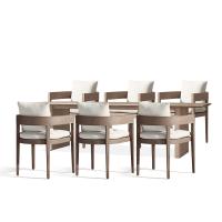 China Outdoor Teak Dining Teakwood Patio Table And Chairs Anti Corrosion Anti Cracking for sale
