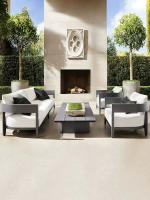 China Simple Nordic Outdoor Teak Aluminum Furniture Garden Sofa Chairs Anti Corrosion Anti Cracking for sale