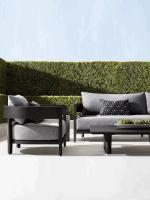 China Simple Nordic Outdoor Teak Aluminum Furniture Garden Sofa Chairs Anti Corrosion Anti Cracking for sale