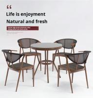 China Outdoor Dining Table And Stackable Chair Set Modern Design Restaurant PE Rattan Coffee Table for sale