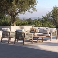 China Customized High End Nordic Garden Solid Wood Sofa Set Outdoor Teak Leisure Table Chairs for sale