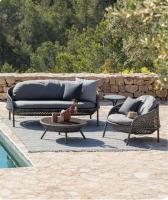 China Outdoor Light Luxury PE Rattan Sofa Table Set Patio Waterproof Aluminum Furniture for sale