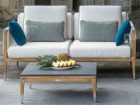 China Outdoor Hotel Teak Table And Sofa Set Woven Rope Sofa For Garden Furniture for sale