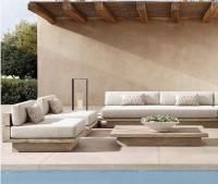 China Solid Teak Wood Garden Sofa Set Outdoor Modular Lounge With High Rebound Sponge Cushion for sale