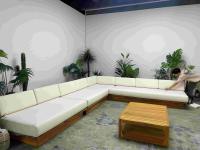 China Solid Teak Wood Garden Sofa Set Outdoor Modular Lounge With High Rebound Sponge Cushion for sale