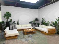 China Solid Teak Wood Garden Sofa Set Outdoor Modular Lounge With High Rebound Sponge Cushion for sale