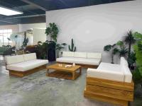 China Solid Teak Wood Garden Sofa Set Outdoor Modular Lounge With High Rebound Sponge Cushion for sale